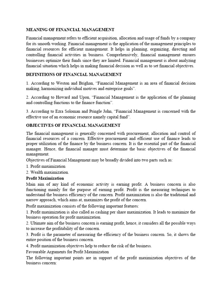 Financial Management | PDF | Investing | Financial Capital