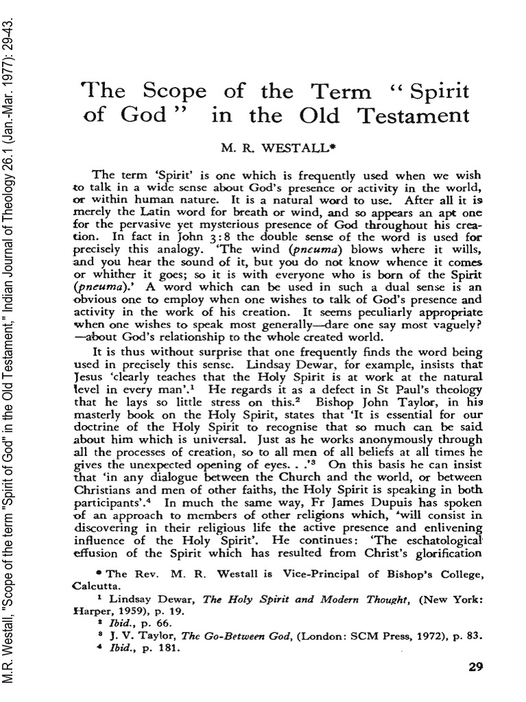 The Scope of The Term The Spirit of God in OT | PDF | Holy Spirit ...