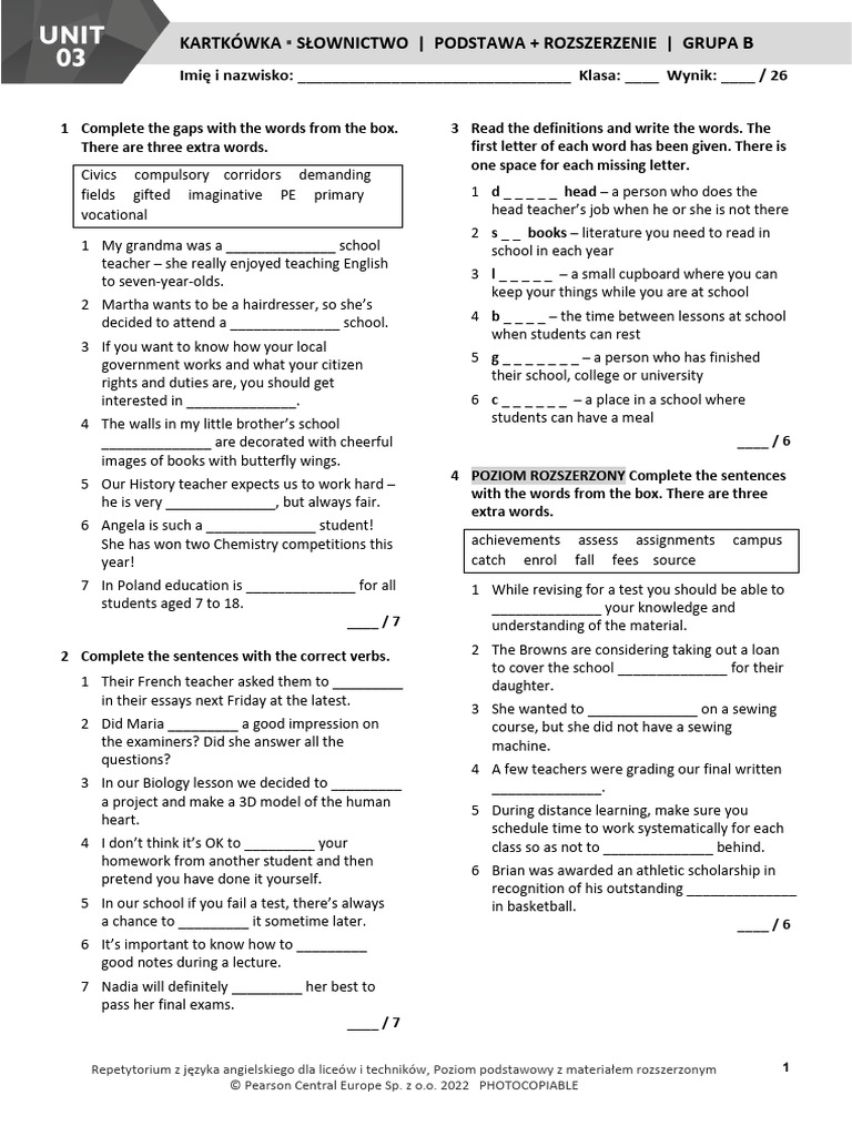 RepetMat U03 Kartk Slow Podst Rozsz B | PDF | Cognition | Behavior Modification