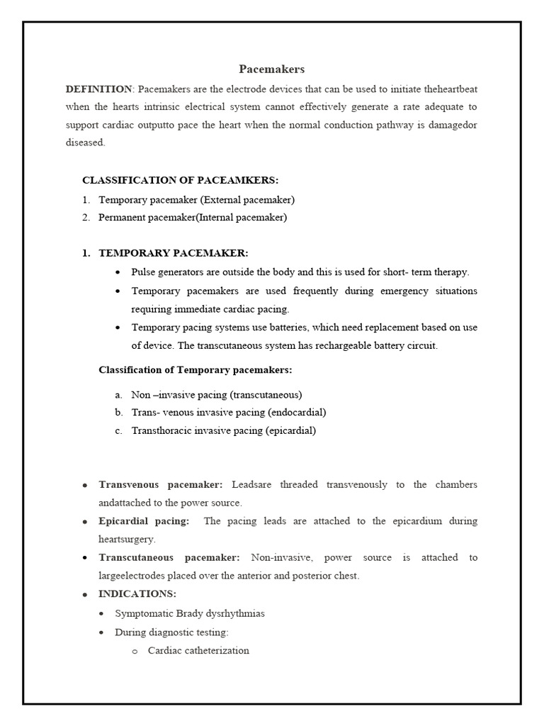 Overview of Pacemaker Types and Care | PDF | Artificial Cardiac ...