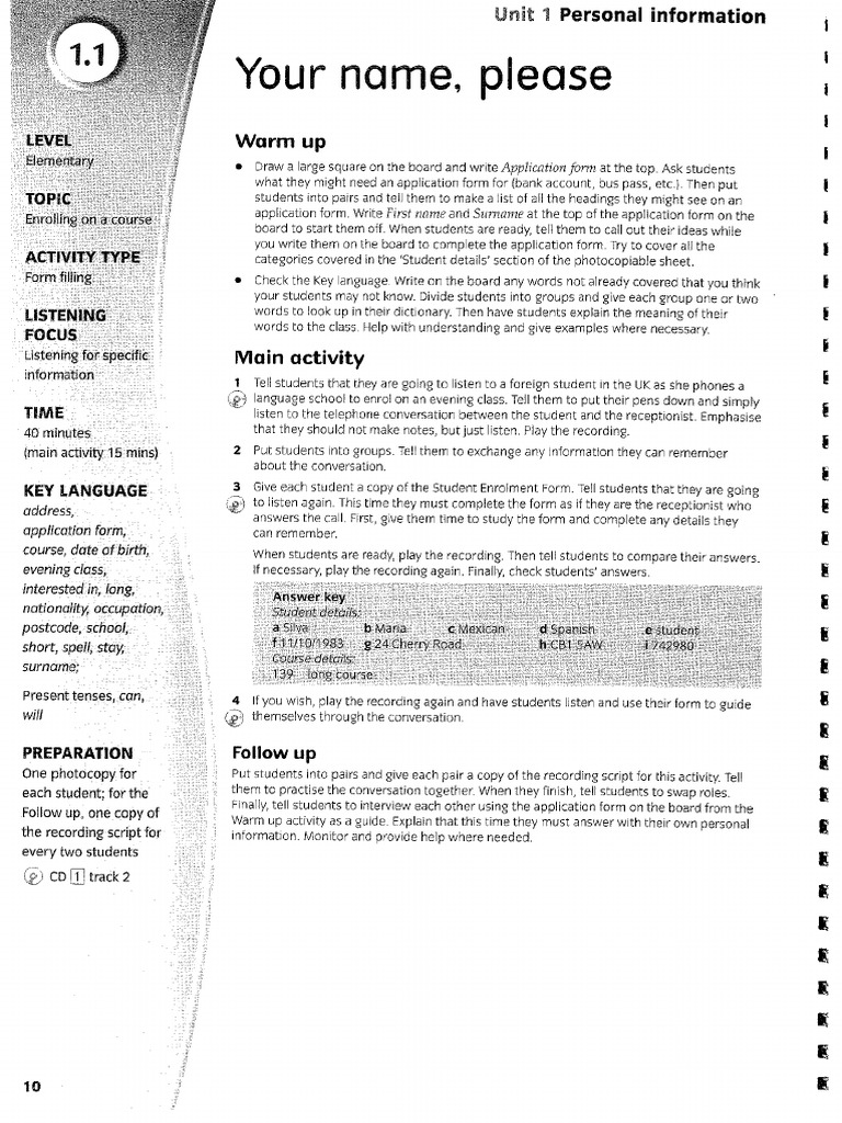 Listening Extra 1 | PDF