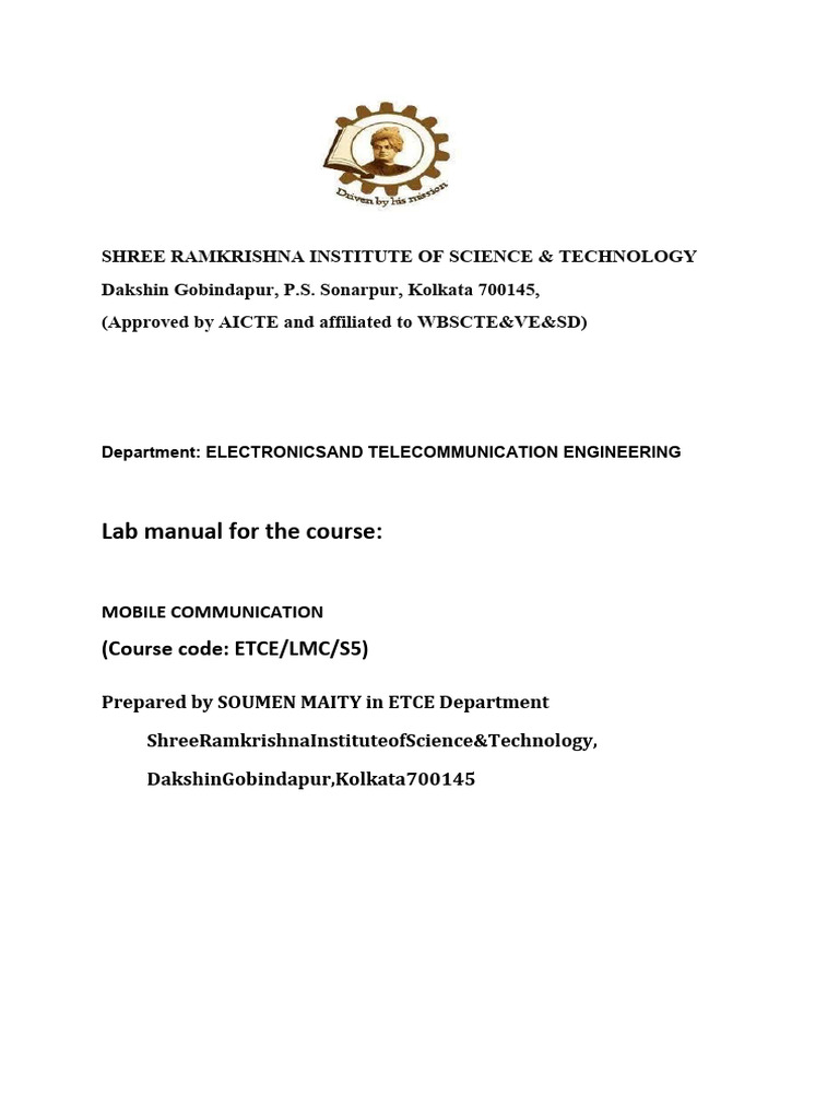 Mobile Communication Lab Manual | PDF | Cellular Network | Information ...