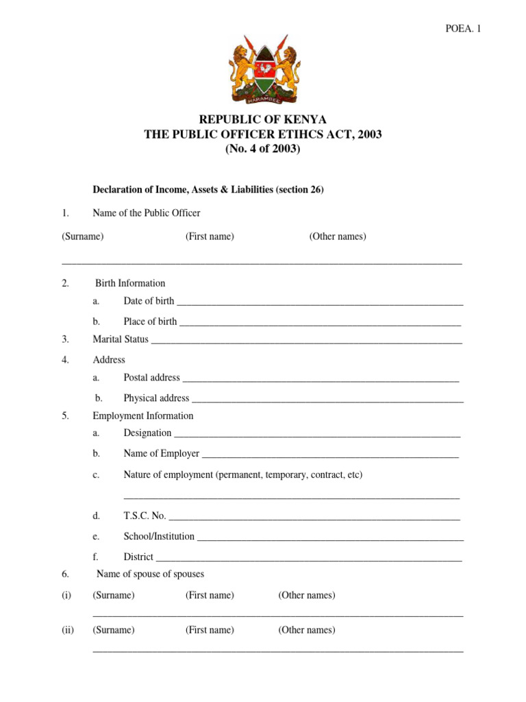 Wealth Declaration Form | PDF