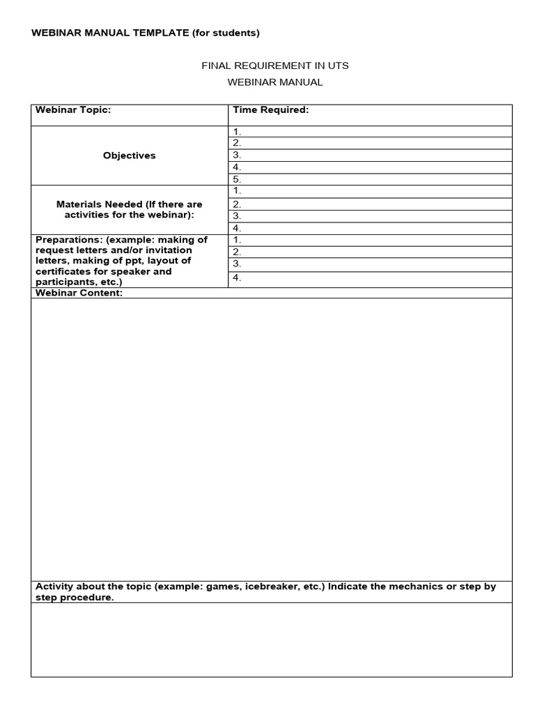 Webinar Manual Template 2 | PDF | Computers