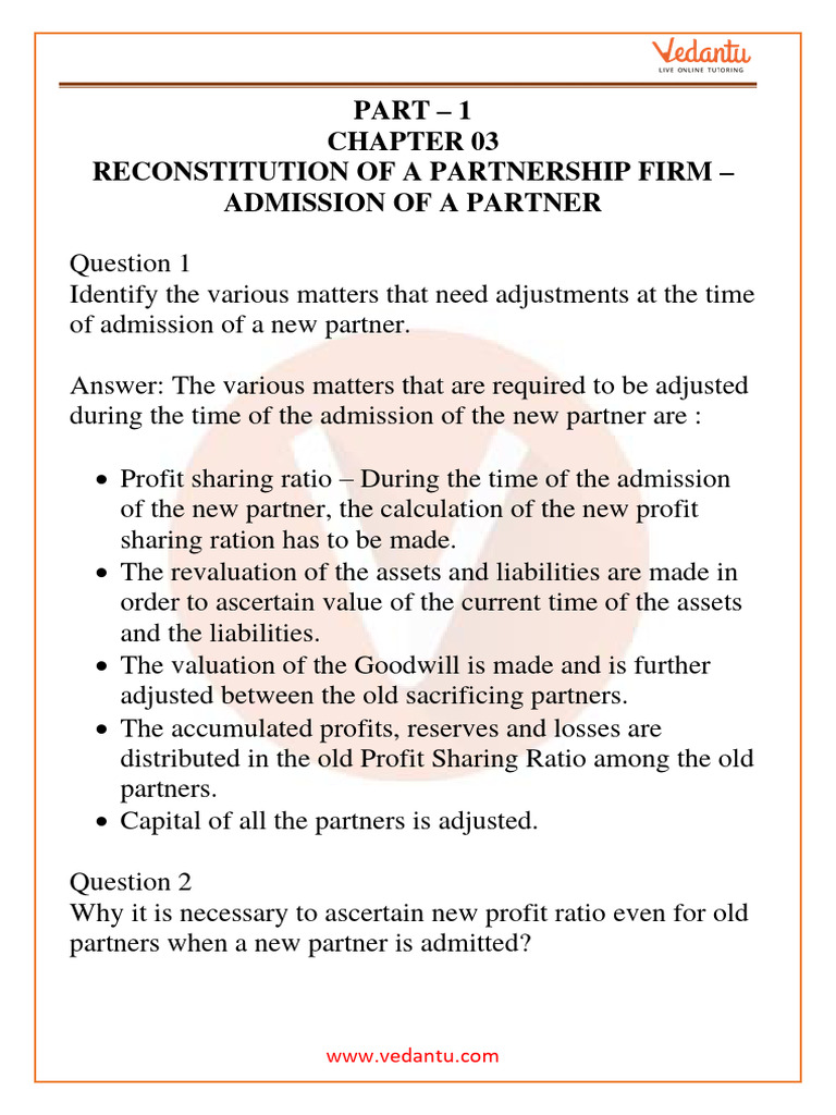NCERT Solutions For Class 12 Accountancy Chapter 3 - Reconstitution of ...