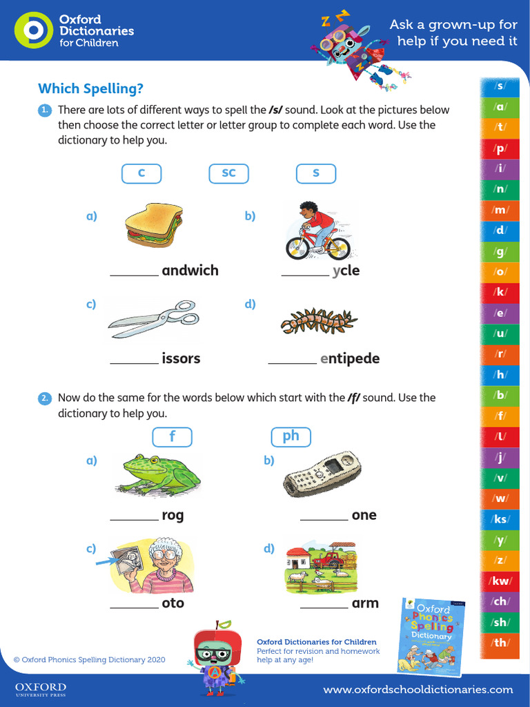 Oxford Phonics Spelling Dictionary Guide | PDF | Reading (Process) | Learning