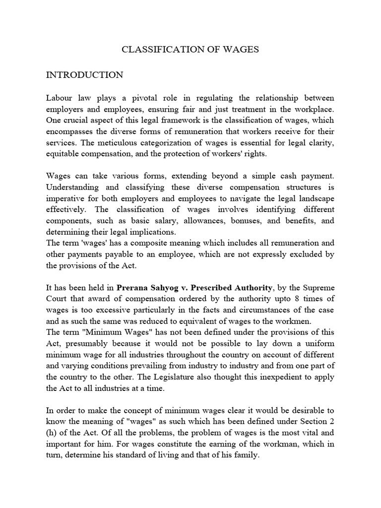 Classification of Wages | PDF | Cost Of Living | International Labour ...