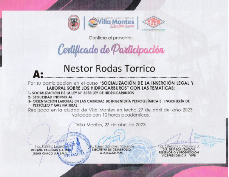 Certificado de Participacion | PDF