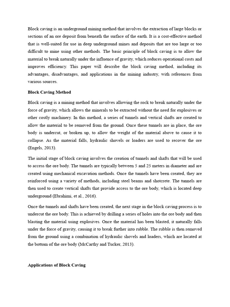 Block Caving Pdf Mining Ore