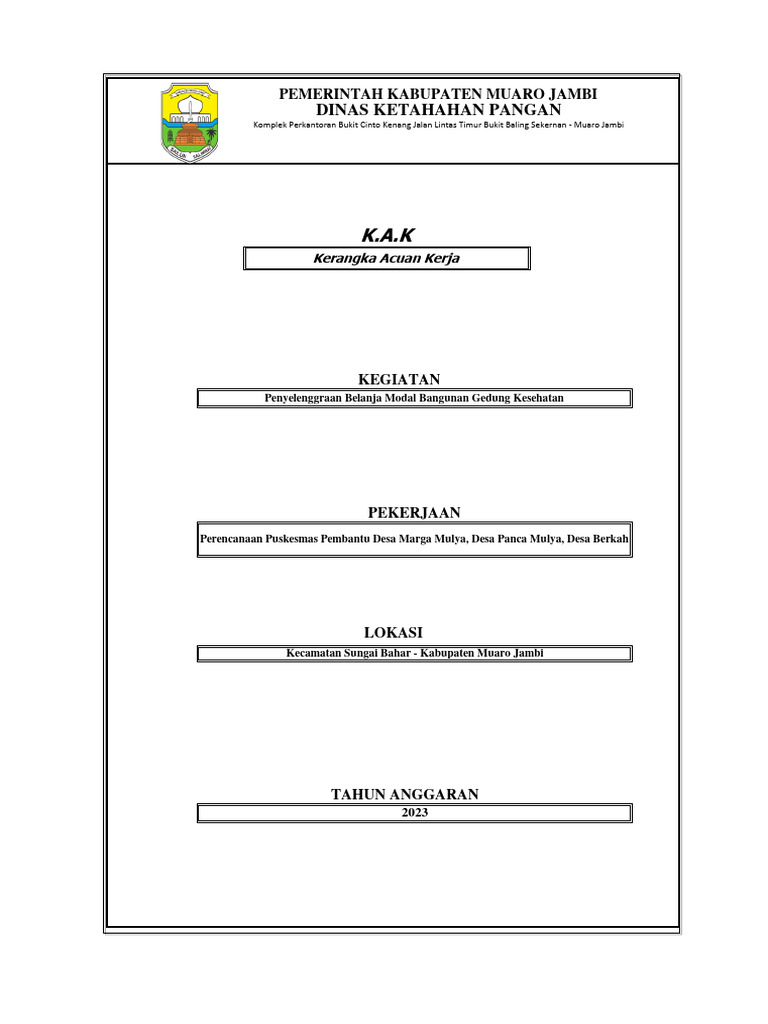 Contoh Kerangka Acuan Kerja | PDF | Bisnis