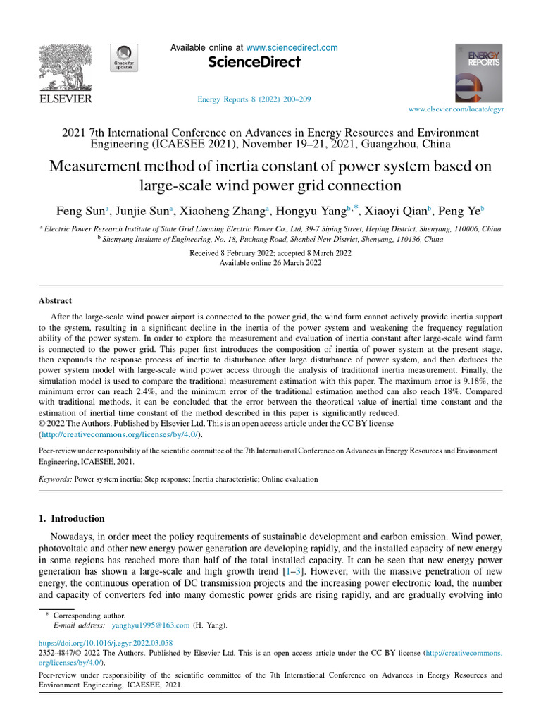 2021 - Measurement Method of Inertia Constant of Power System Based On ...