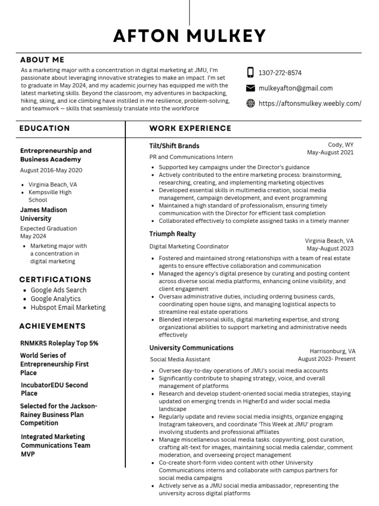 Black White Simple Professional Marketing Manager Resume | PDF | Social ... Black White Simple Professional Marketing Manager Resume | PDF | Social ...