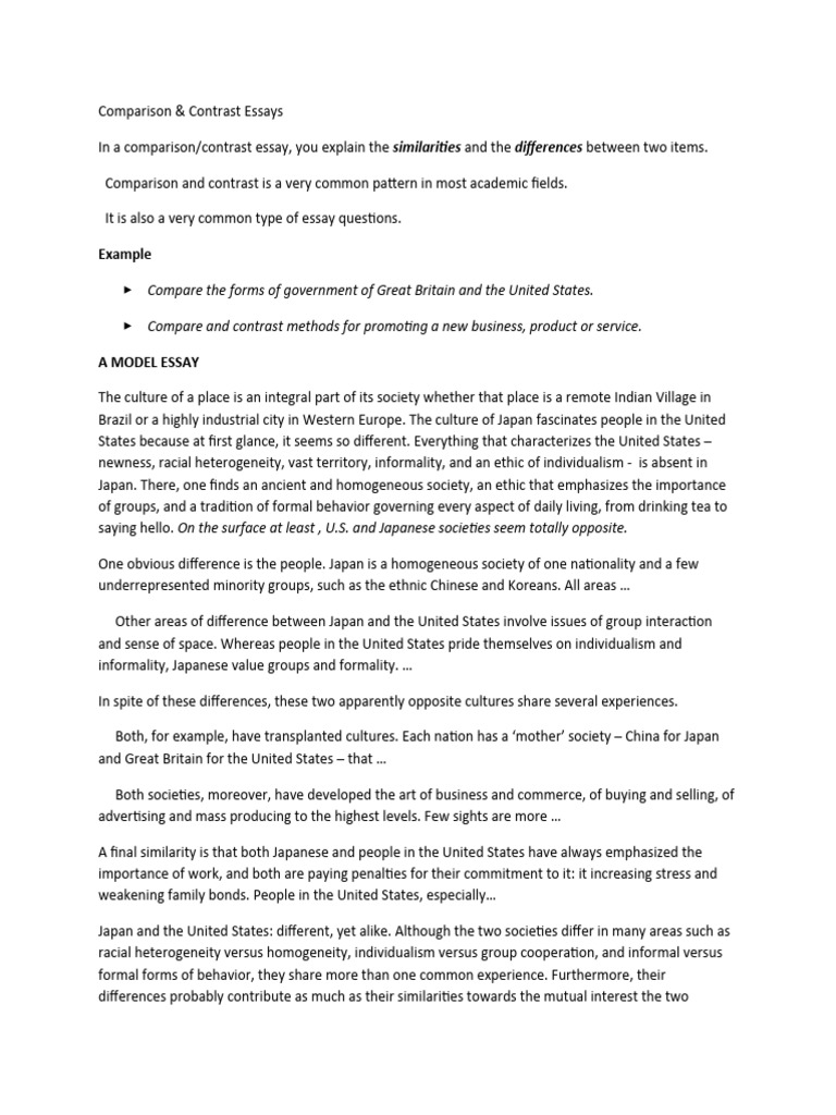 Comparison | PDF | Essays Comparison | PDF | Essays