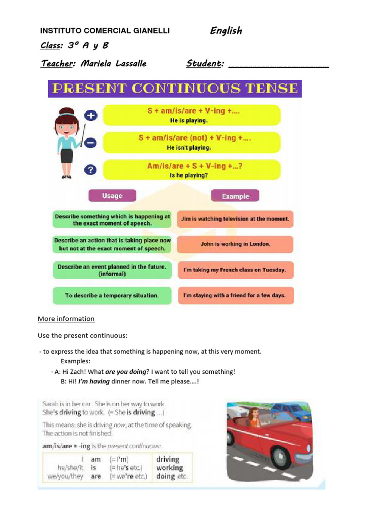 Inglés 3ro Pres Continuous | PDF | Grammar | Linguistic Morphology