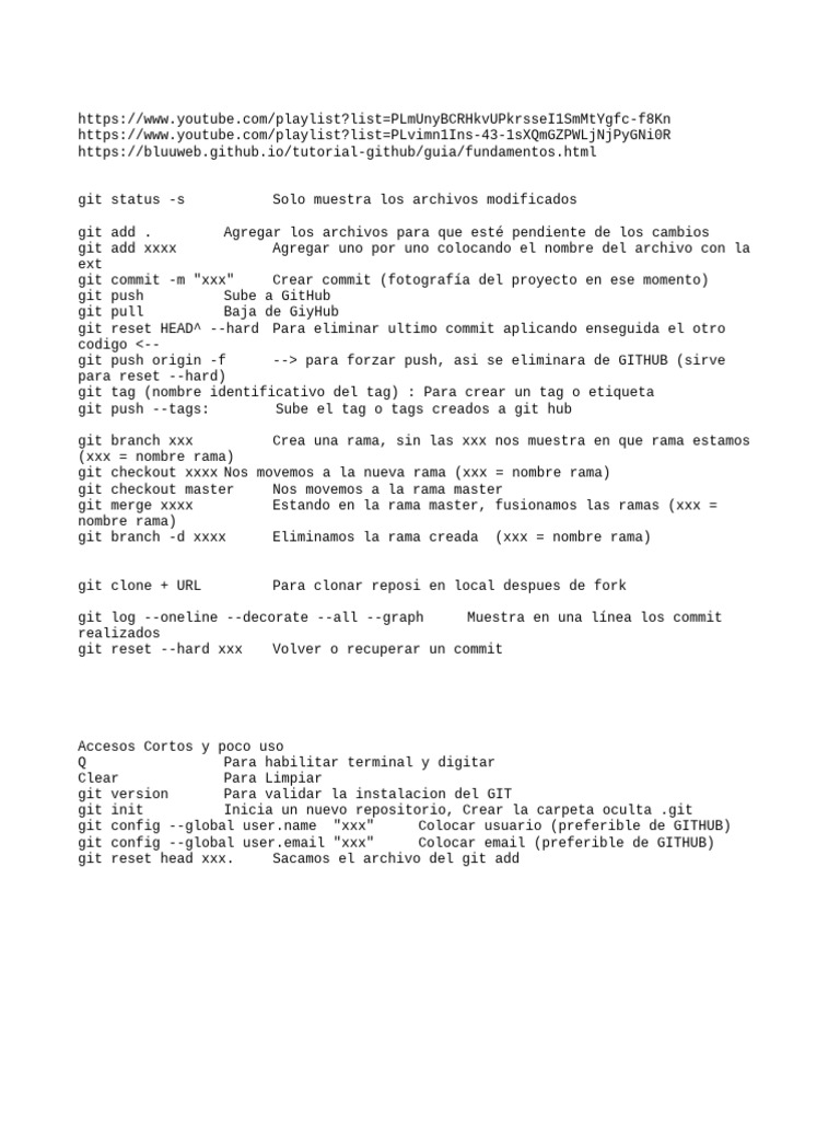 Comandos Esenciales de Git y GitHub | PDF | Informática | Tecnología