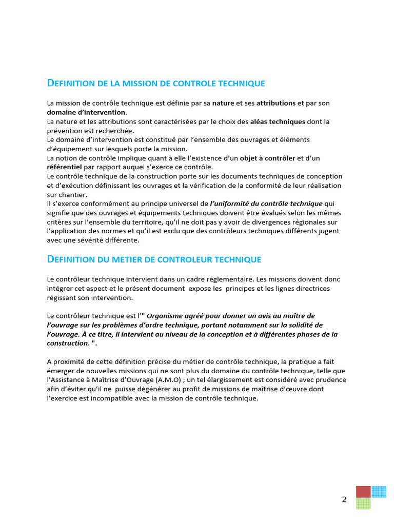 Efinition de La Mission de Controle Technique: Domaine D'intervention | PDF | Art | Ordinateurs