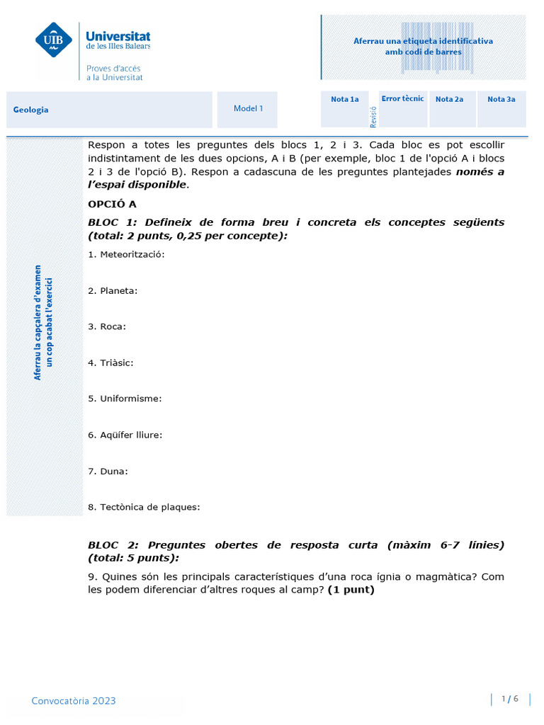 Enunciat GEOB JUNY 2023 | PDF