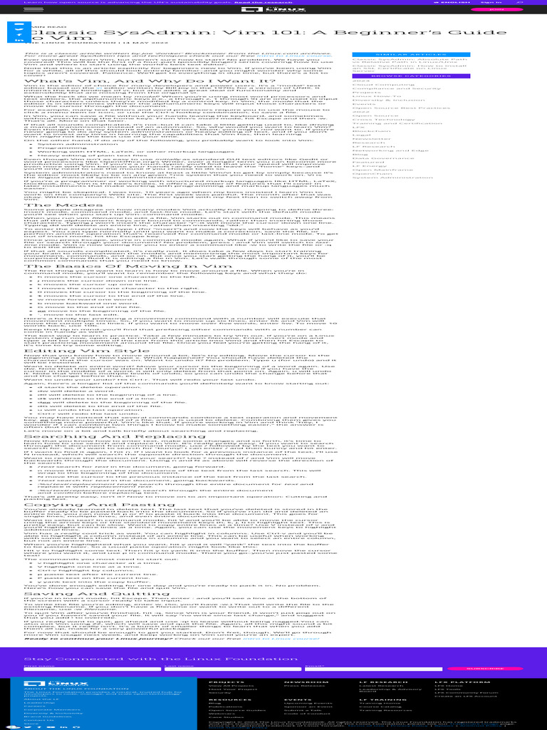 Vim Beginner's Guide | PDF | Linux | Cursor (User Interface)