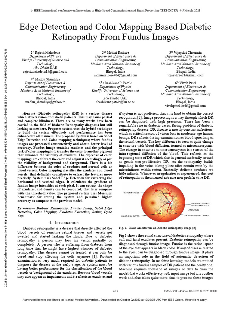 Edge Detection and Color Mapping Based Diabetic Retinopathy From Fundus Images | PDF ...