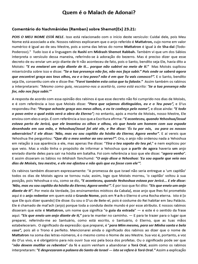 Quem É o Malach de Adonai | PDF | Anjo | Josué