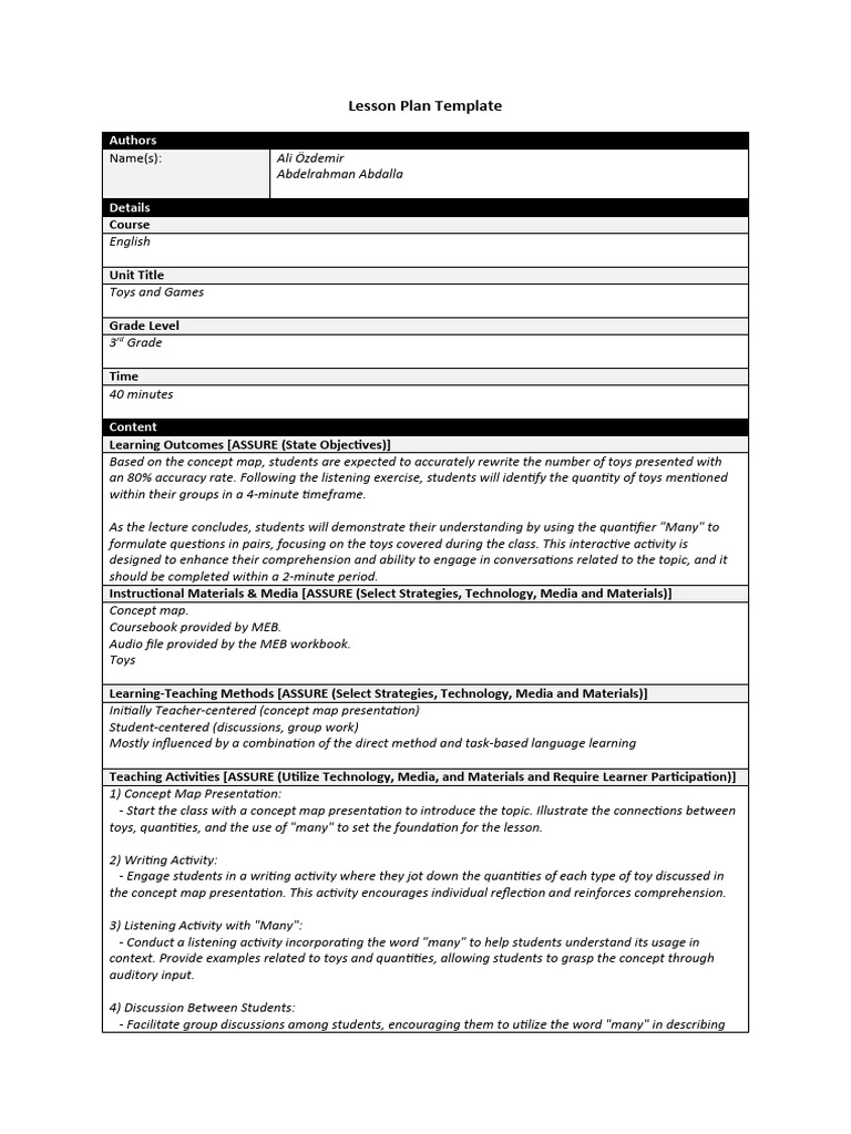 Lesson Plan w2 | PDF | Lesson Plan | Learning