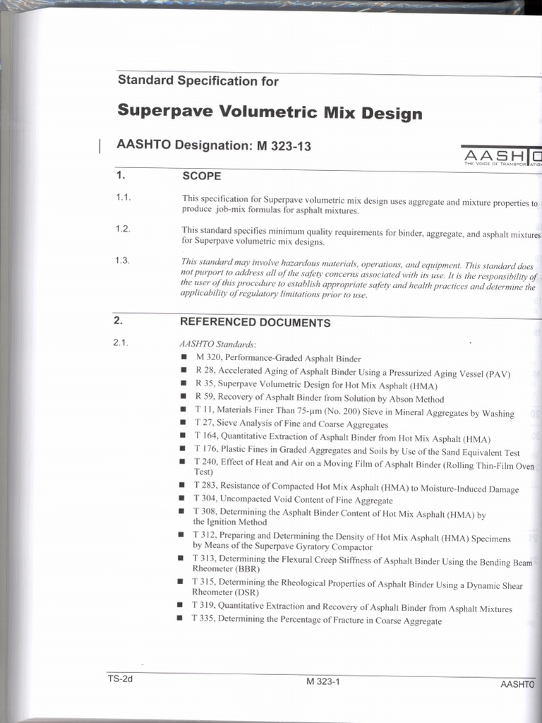 AASHTO M 323-13 Superpave Volumetric Mix Design | PDF | Road Surface ...