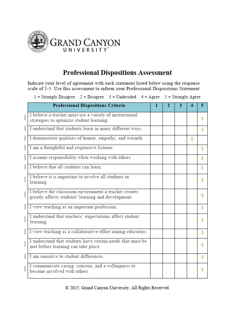 Professional Dispositions Assessment 2 1 | PDF | Teachers | Learning