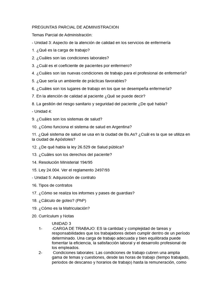 Preguntas Parcial de Administracion | PDF | Seguridad del paciente | Enfermería