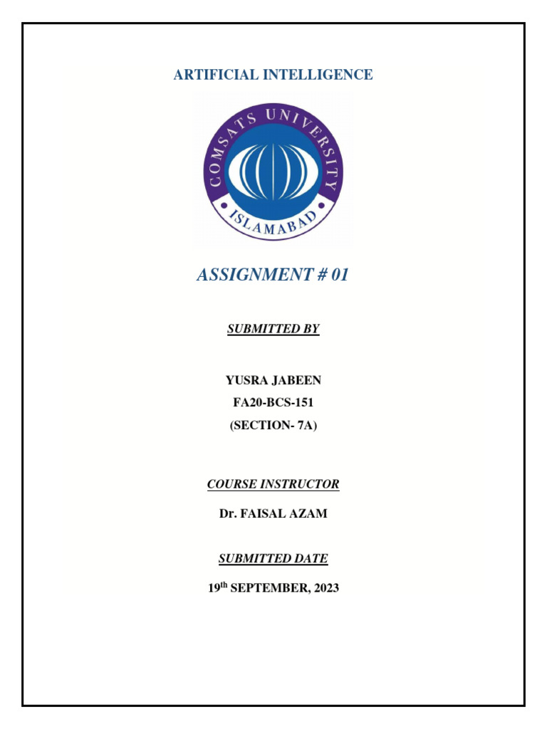 Ai Assignment 01 | PDF | Simulation | Computing