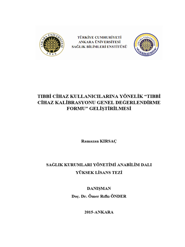 Tibbi Cihaz Kullanicilarina Yönelik "Tibbi Cihaz Kalibrasyonu Genel ...