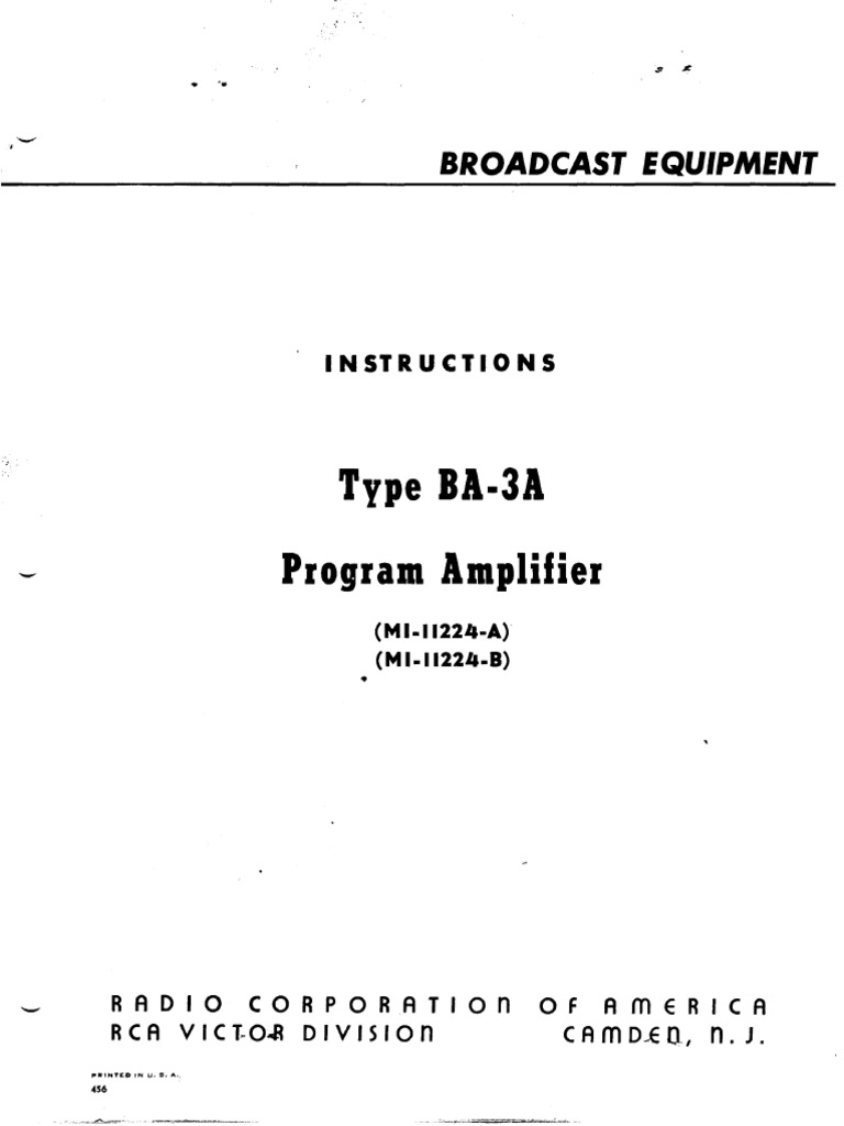 RCA BA-3A Program Amplifier | PDF