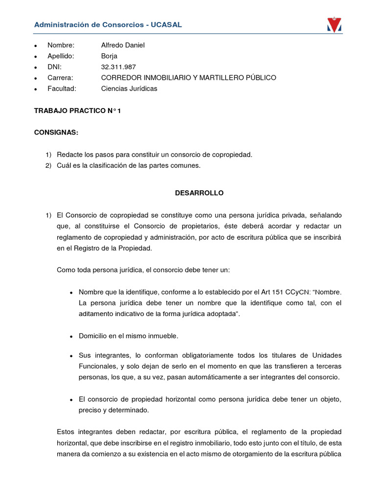 Trabajo Practico 1 - Administracion de Consorcios | PDF