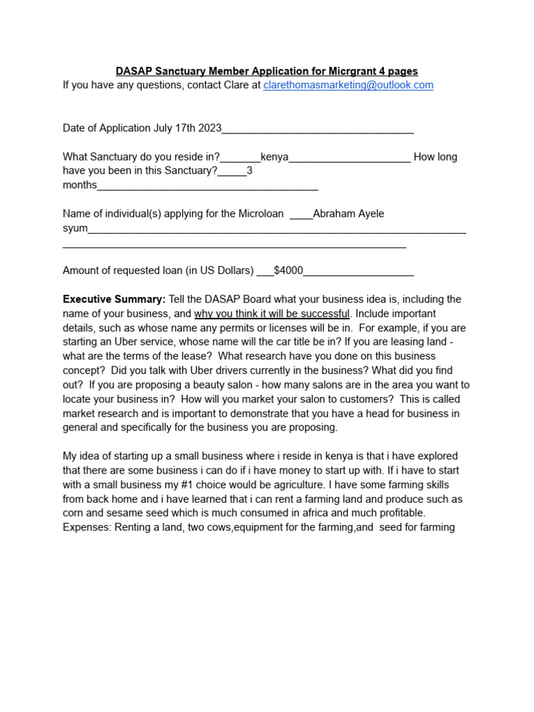 Revised DASAP Application For Microgrant | PDF | Expense | Revenue
