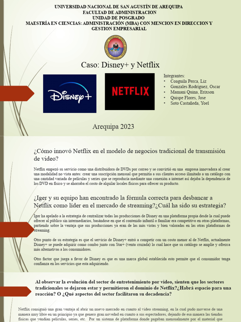 Caso Disney+ y Netflix - GRUPO 7 | PDF | Netflix | Streaming Media