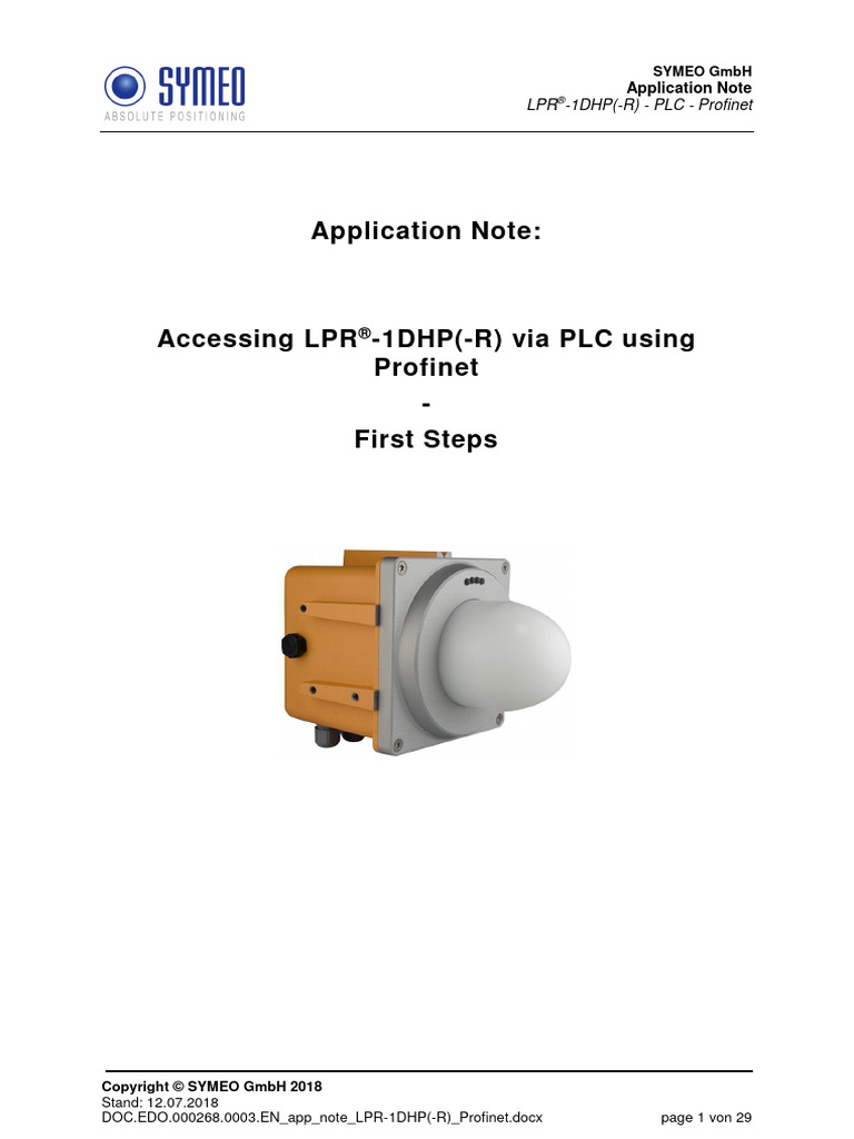 Edo 000268 0003 en App Note lpr-1dhp-r Profinet | PDF | Ip Address | Programmable Logic Controller