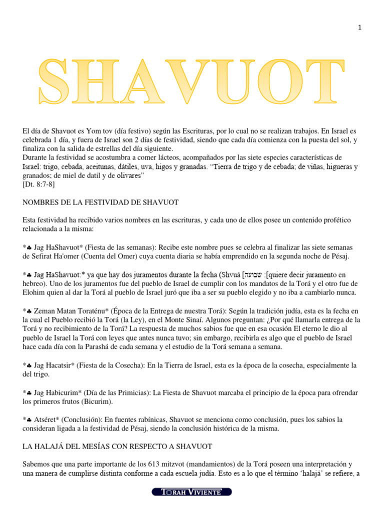 SHAVUOT | PDF | Pascua | Creencia religiosa y doctrina