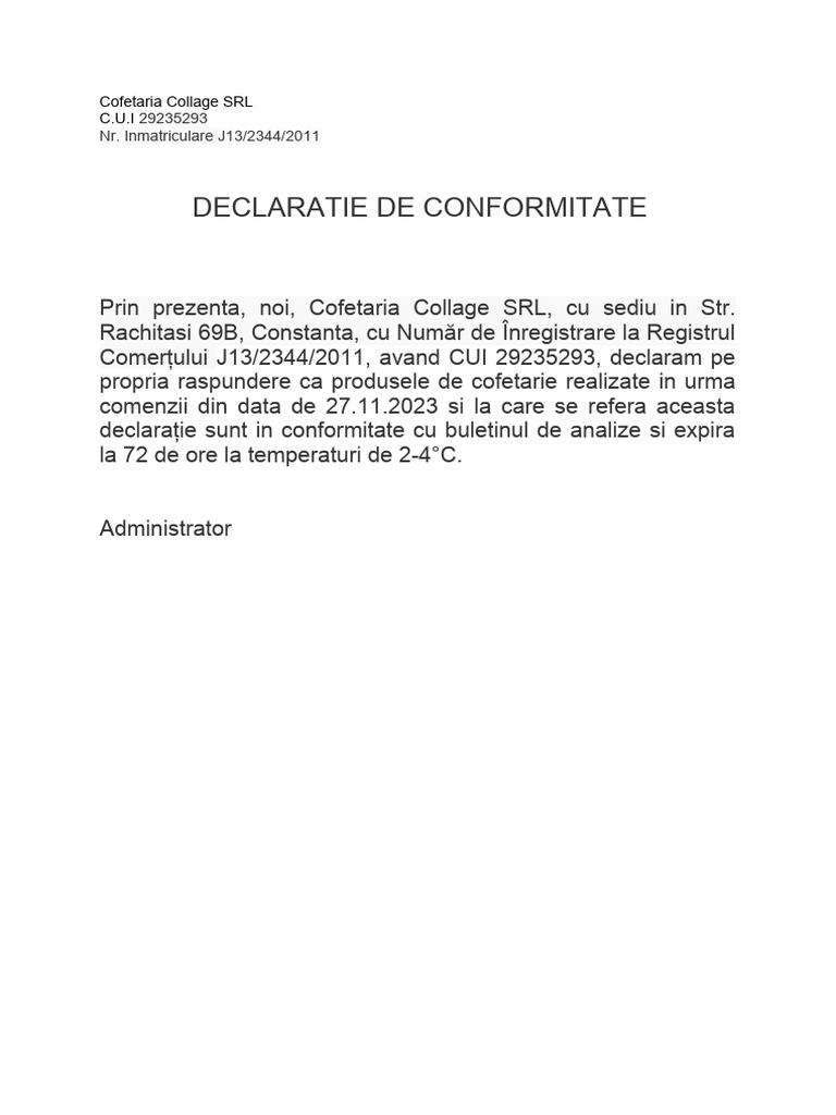 Certificat Conformitate | PDF