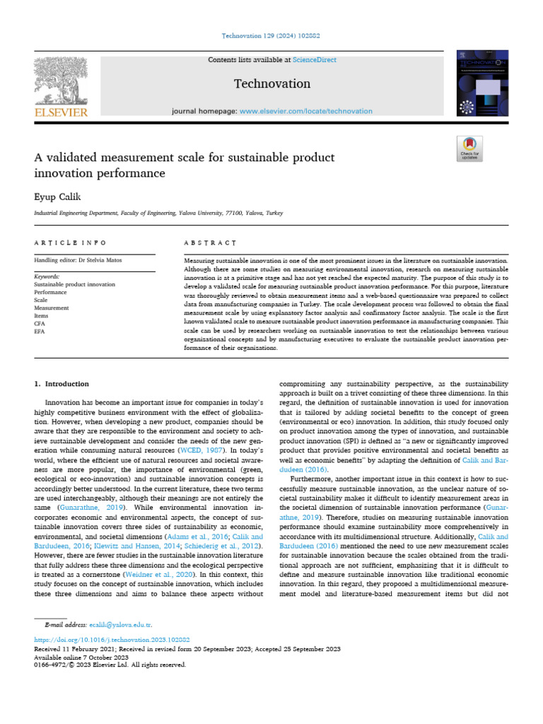 A Validated Measurement Scale For Sustainable Product | PDF