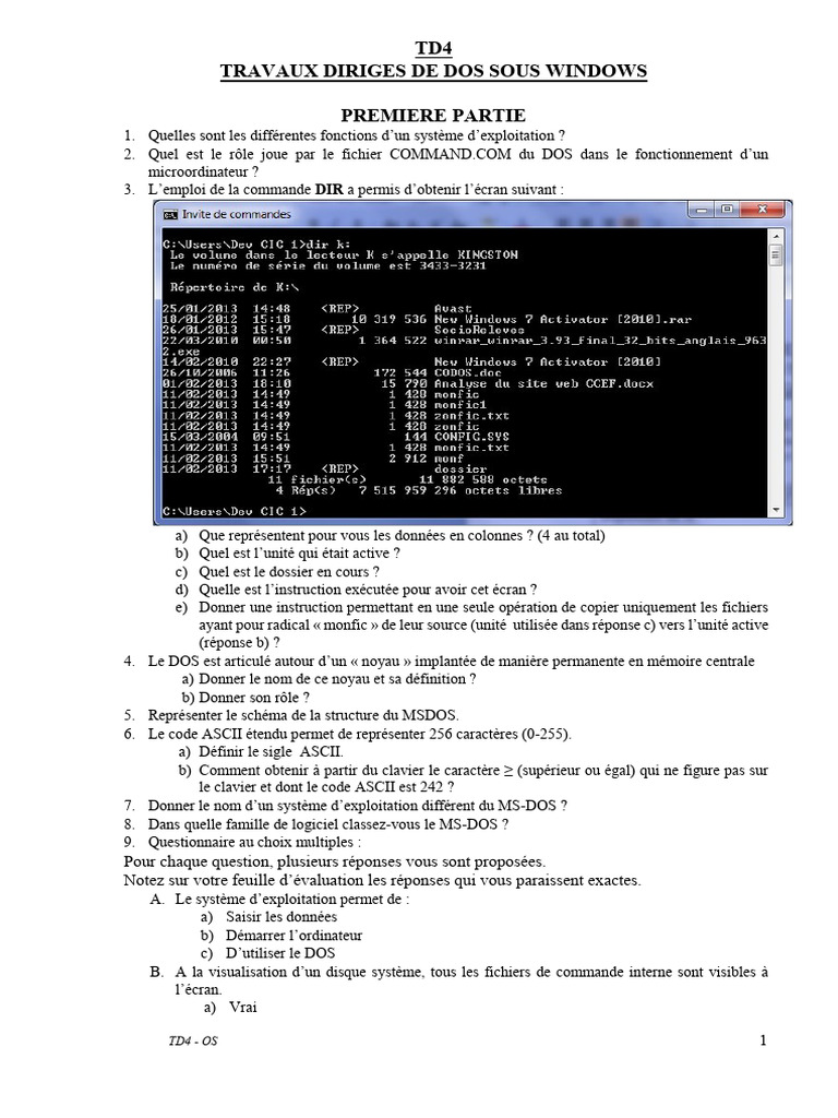 Guide complet sur les commandes MS-DOS | PDF | Système d'exploitation | Fichier informatique