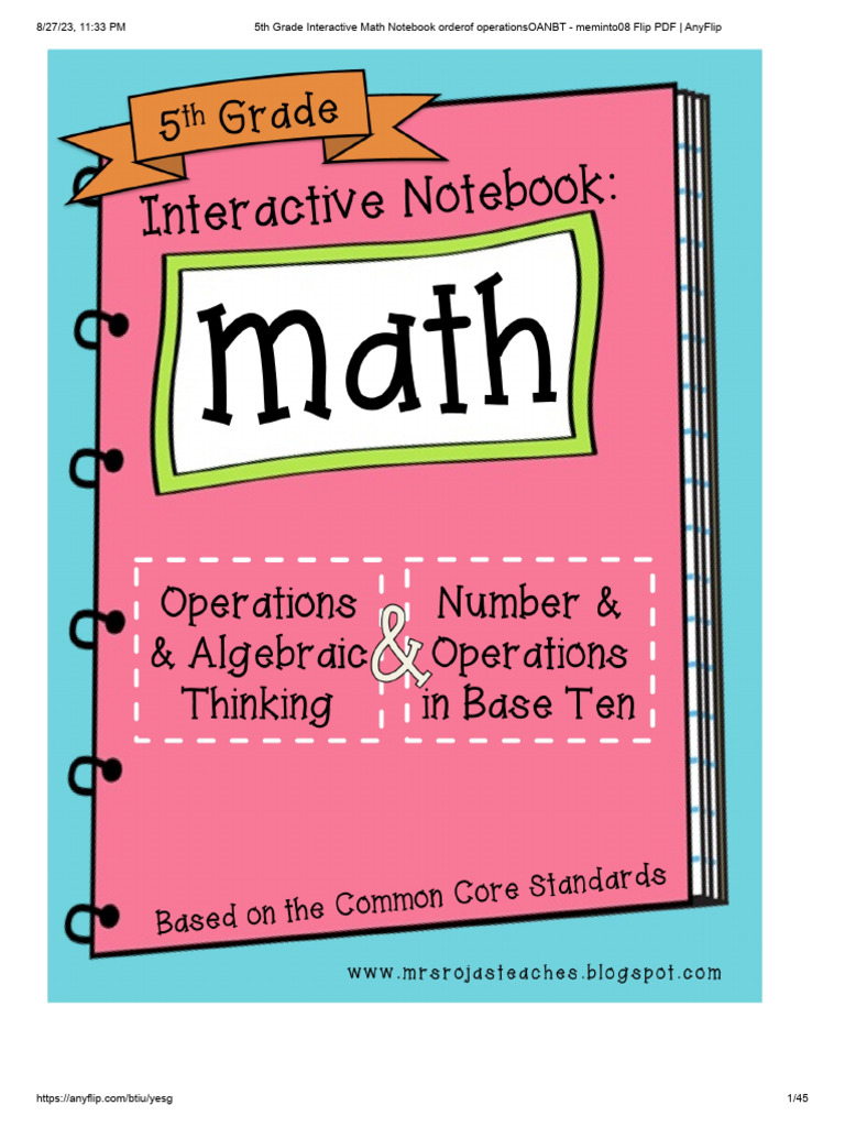 5th Grade Interactive Math Notebook Orderof OperationsOANBT - Meminto08 ...