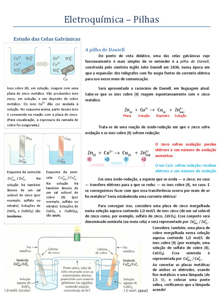Eletroquimica Pilhas | PDF | Eletrodo | Eletricidade
