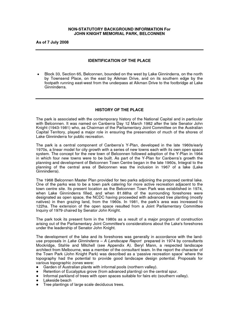 John Knight Memorial Park Overview | PDF | Parks | Botany