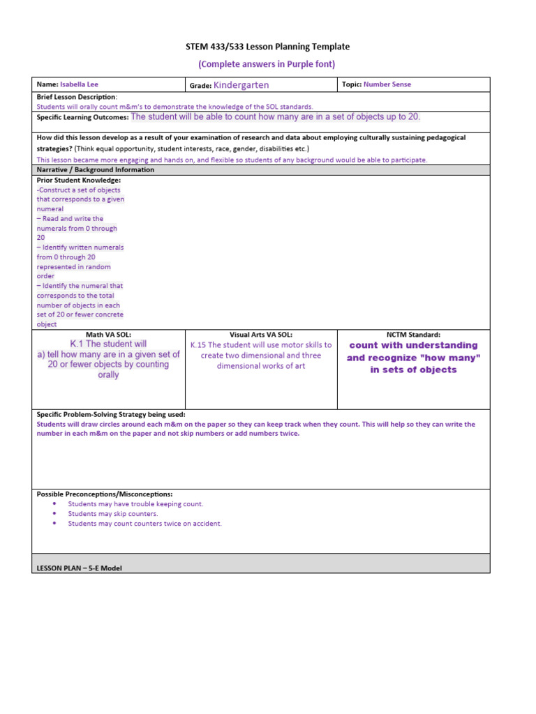 Math 5e Lesson Planning Template Uodated Rti 1 | PDF