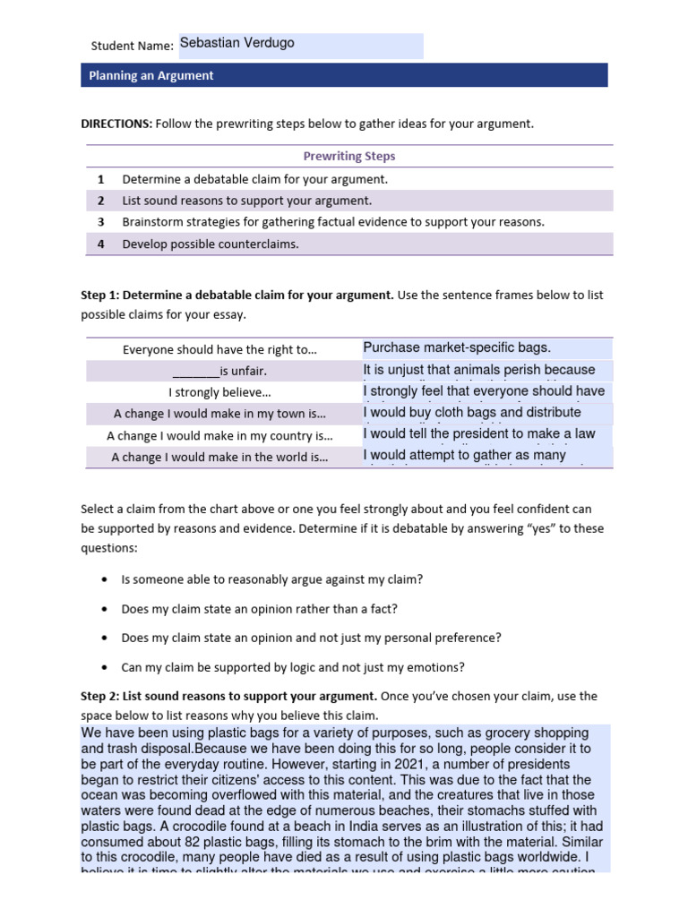 Planning Argument | PDF | Reason | Evidence