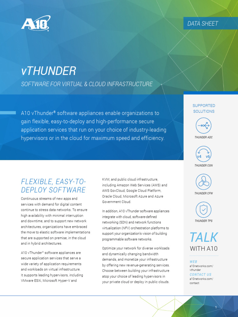 A10 DS Vthunder | PDF | Cloud Computing | Network Architecture