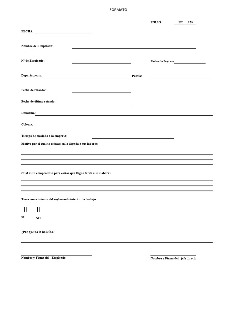 Formato de Retardos | PDF