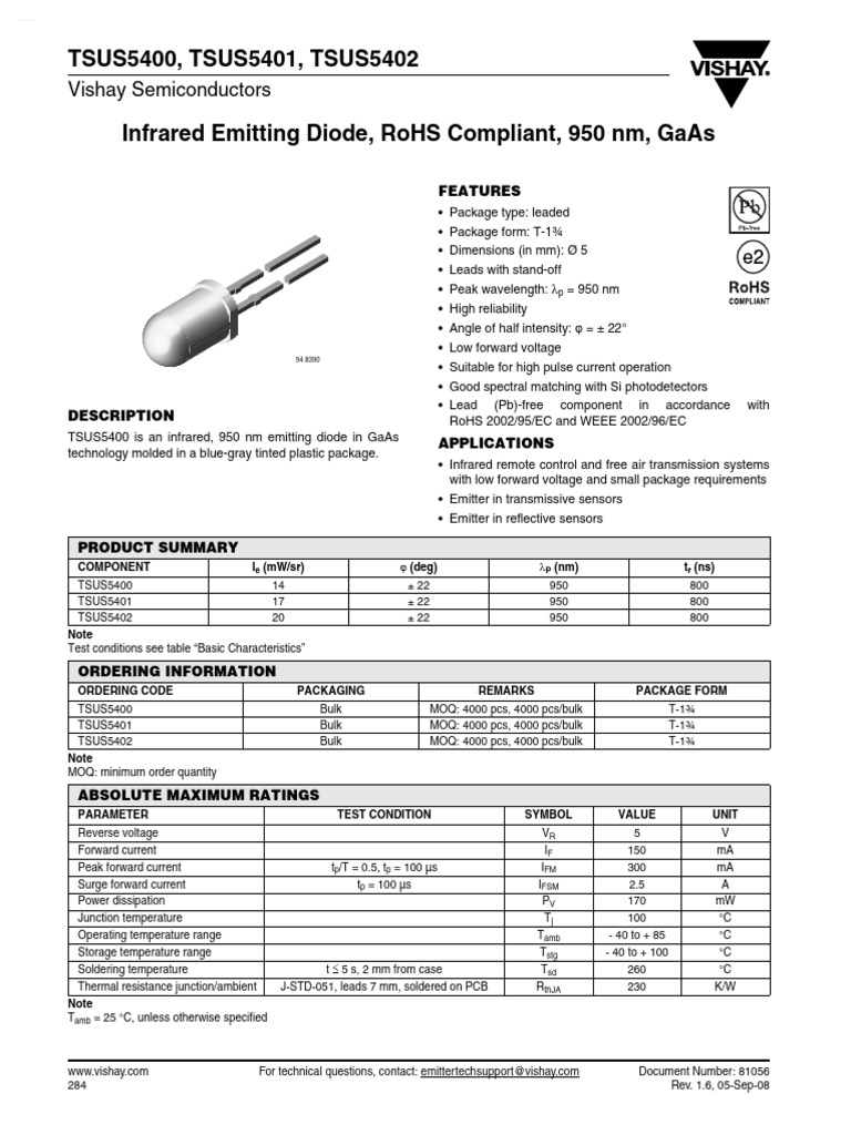 datasheet | PDF | Infrared | Diode