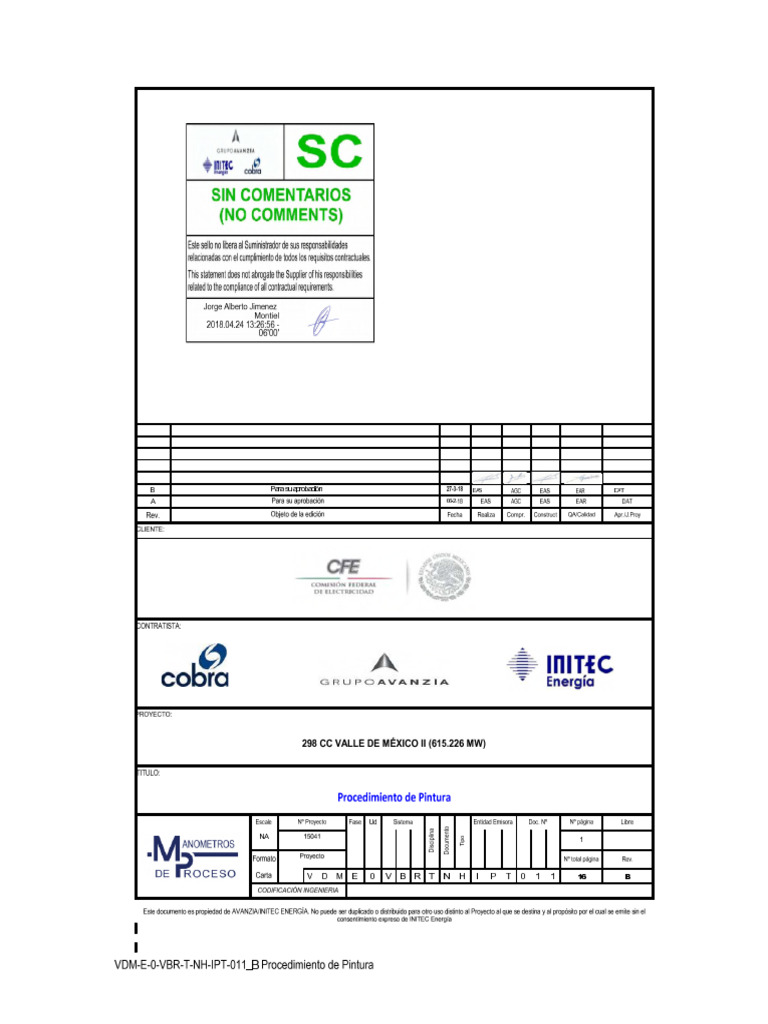VDM-E-0-VBR-T-NH-IPT-011_B_c Procedimiento de Pintura_SC | PDF | Revestimiento | Materiales