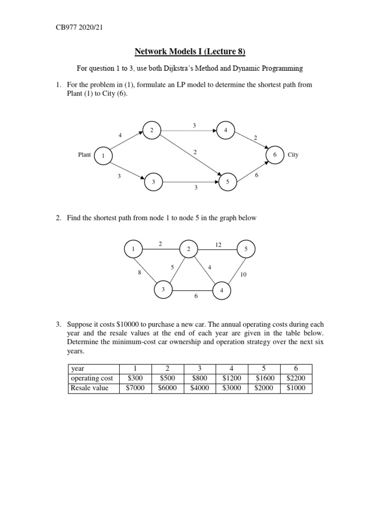 Seminar 8 - Network Models I (Exercise) | PDF | Graph Theory | Algorithms And Data Structures