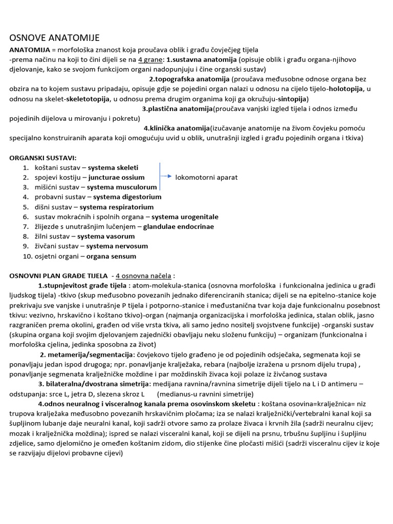 Osnove Anatomije | PDF